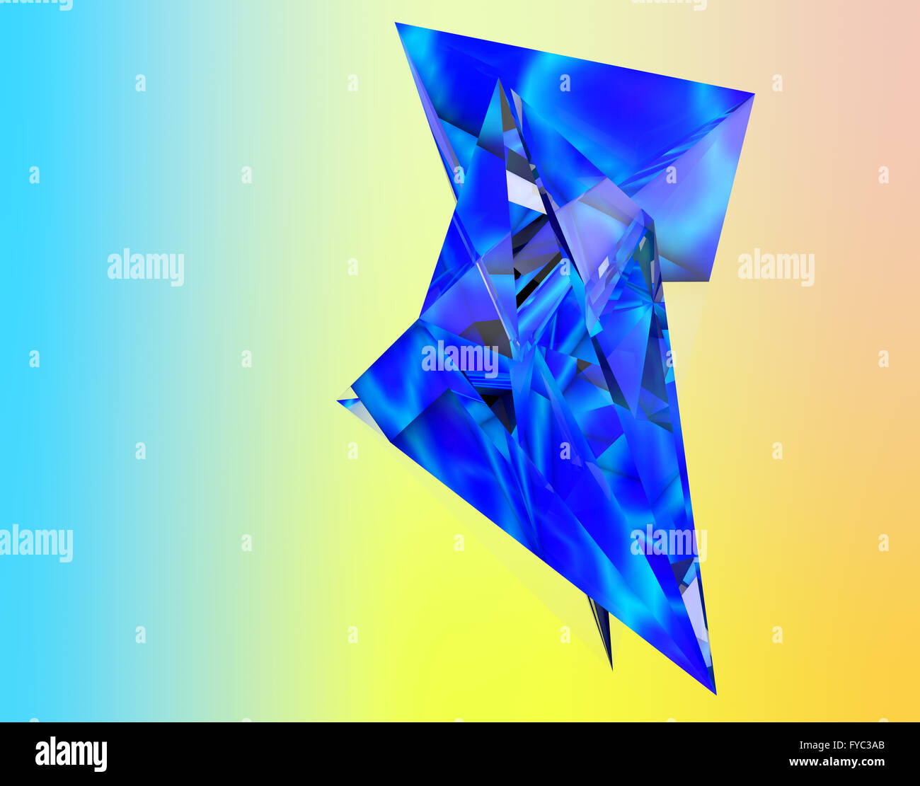 3D illustration of irregular polygonal polyhedron colored object Stock ...