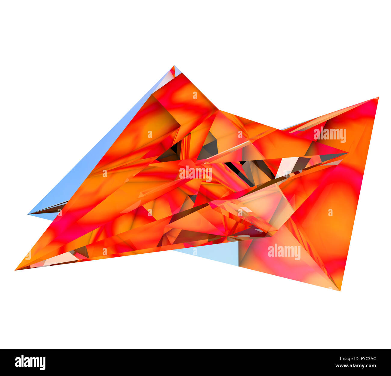 3D illustration of irregular polygonal polyhedron colored object Stock ...