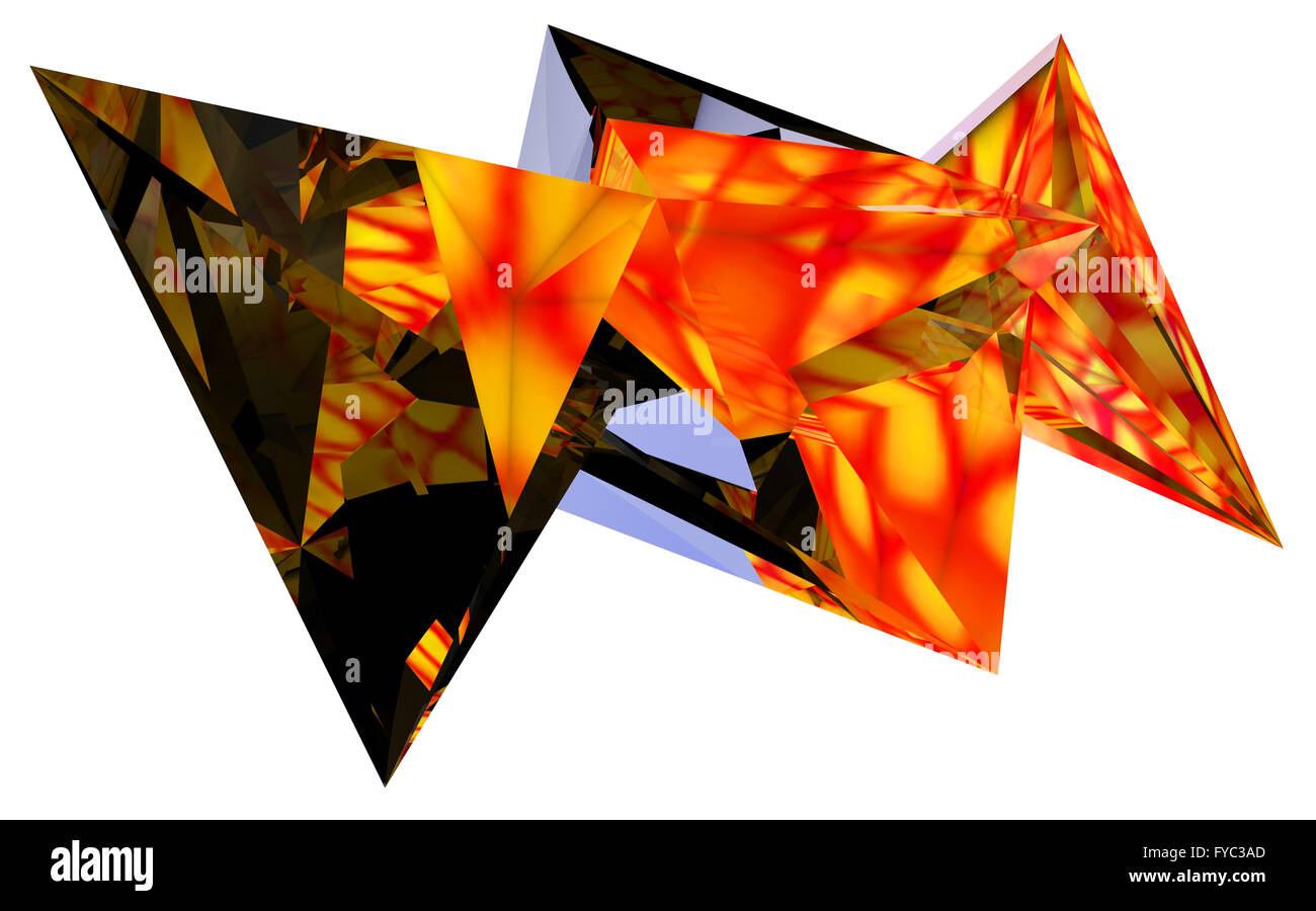 3D illustration of irregular polygonal polyhedron colored object Stock ...