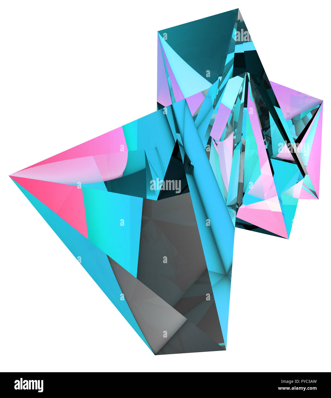 3D illustration of irregular polygonal polyhedron colored object Stock ...