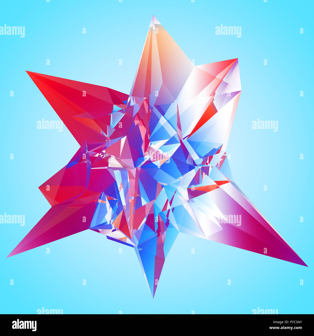 3D illustration of irregular polygonal polyhedron colored object Stock ...