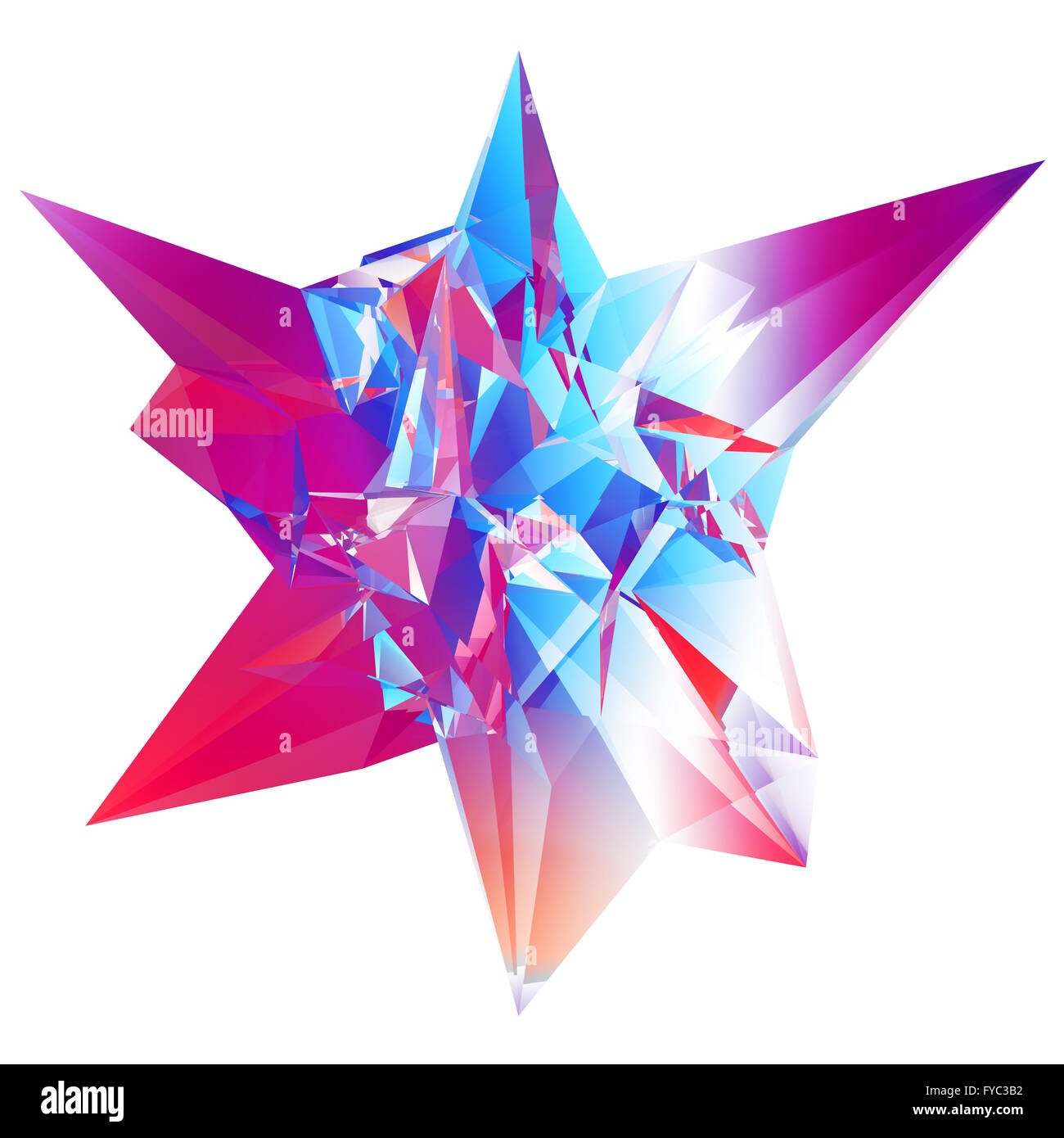 3D illustration of irregular polygonal polyhedron colored object Stock ...