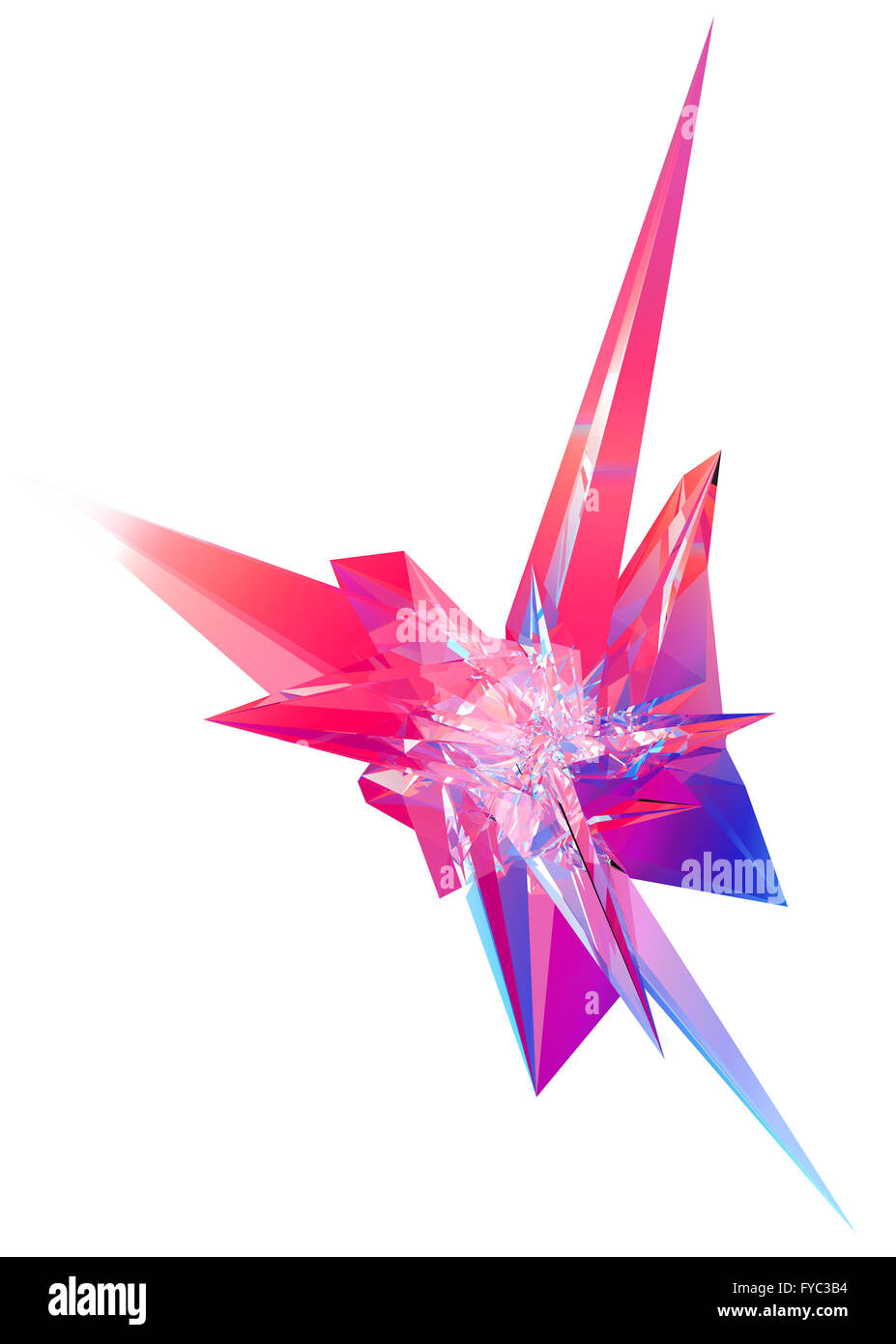 3D illustration of irregular polygonal polyhedron colored object Stock ...