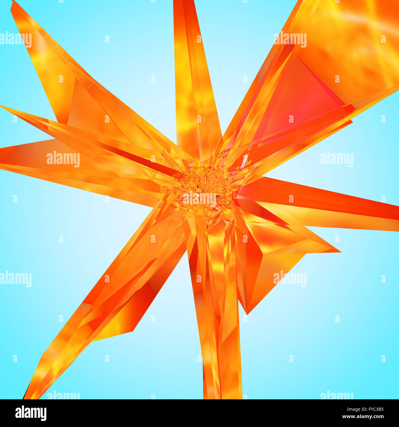 3D illustration of irregular polygonal polyhedron colored object Stock ...