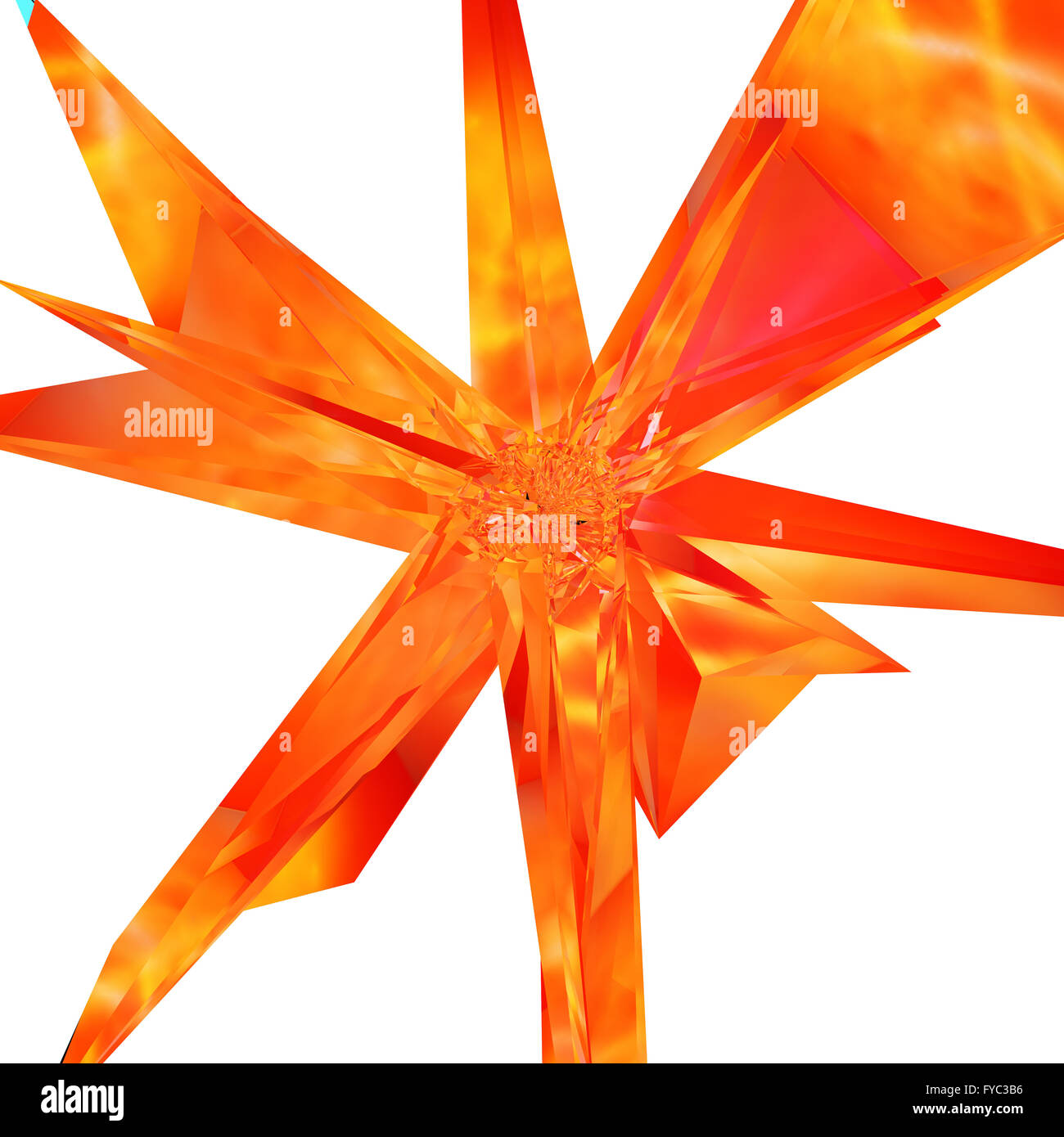 3D illustration of irregular polygonal polyhedron colored object Stock ...