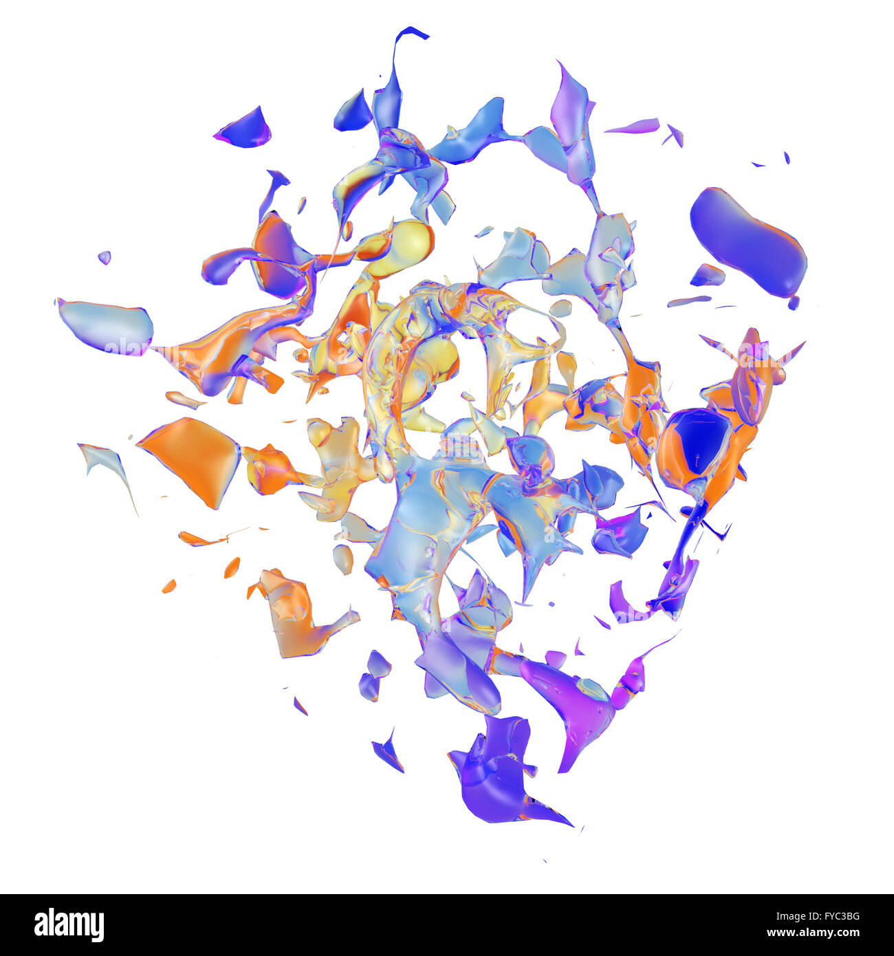 3D illustration of three-dimensional chaotic colored structure Stock ...