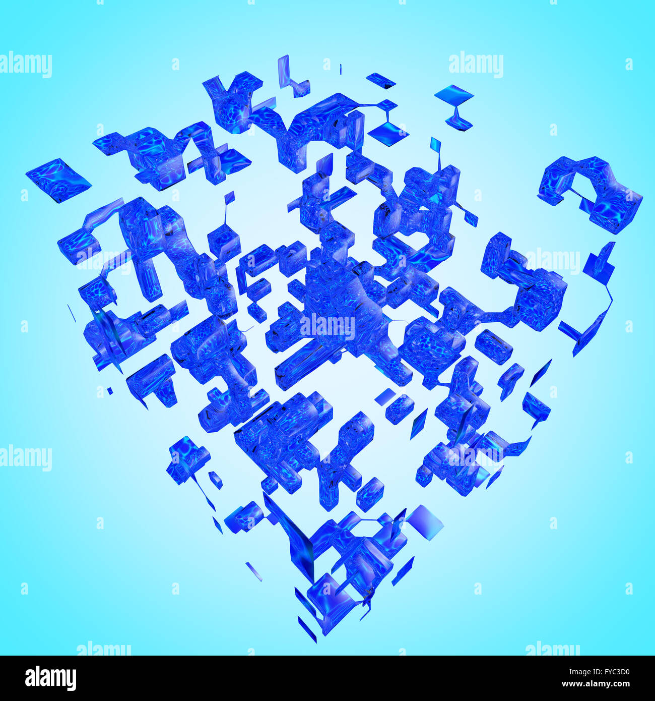 3D illustration of chaotic small cubes object Stock Photo - Alamy