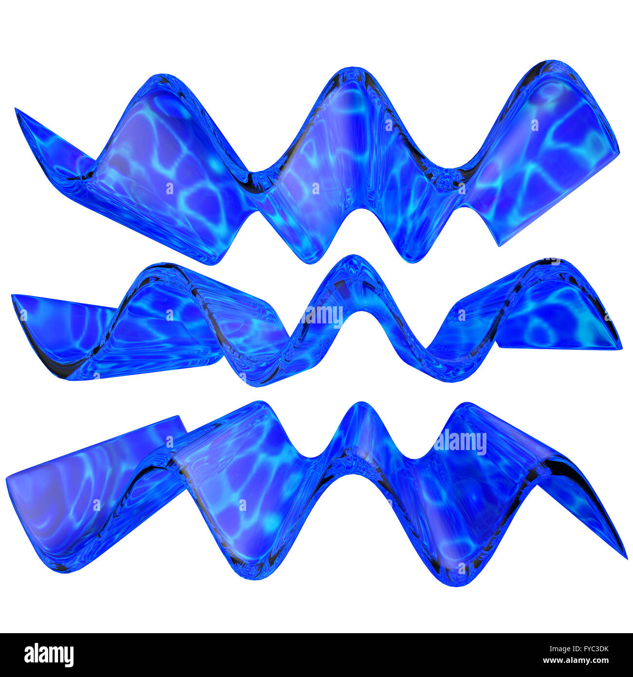 3D illustration of three-dimensional wave blue structure Stock Photo ...
