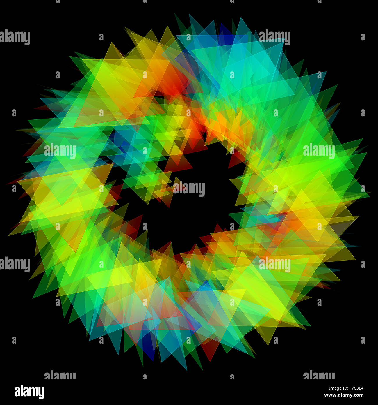 3D illustration of colored circle structure consist of triangles Stock ...