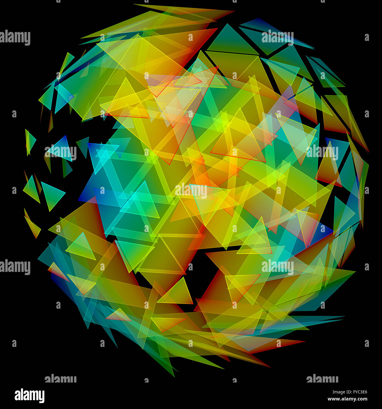 3D illustration of colored globe object consist of triangles Stock ...
