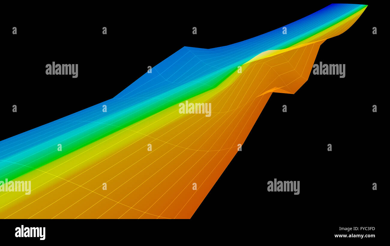 3D illustration of surface dimentional graph of mathematical function ...