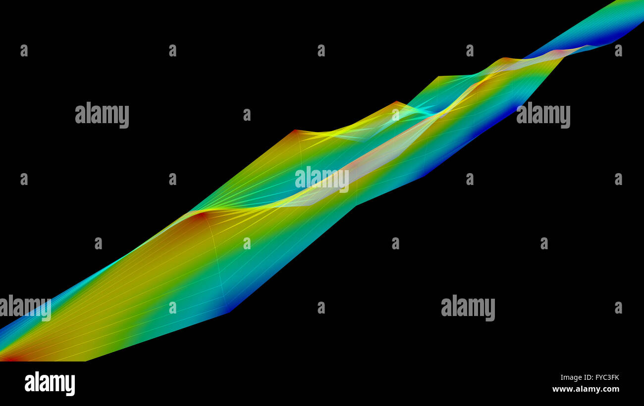 3D illustration of surface dimentional graph of mathematical function ...
