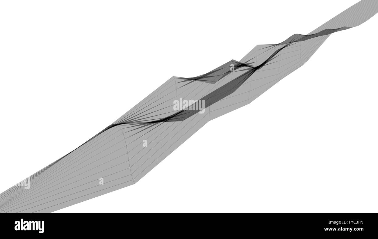 3D illustration of surface dimentional graph of mathematical function ...