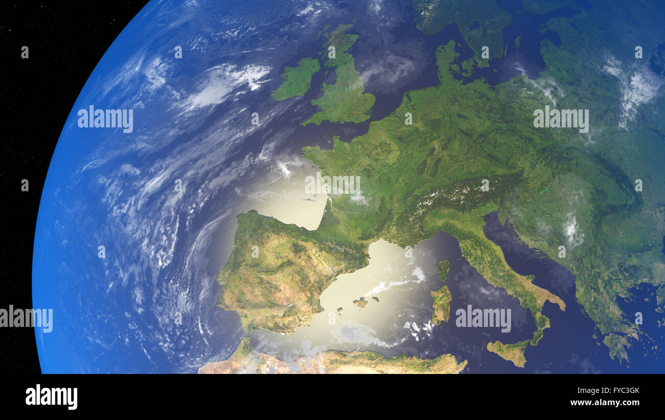 3D illustration of planet Earth with continents and blue ocean waters ...