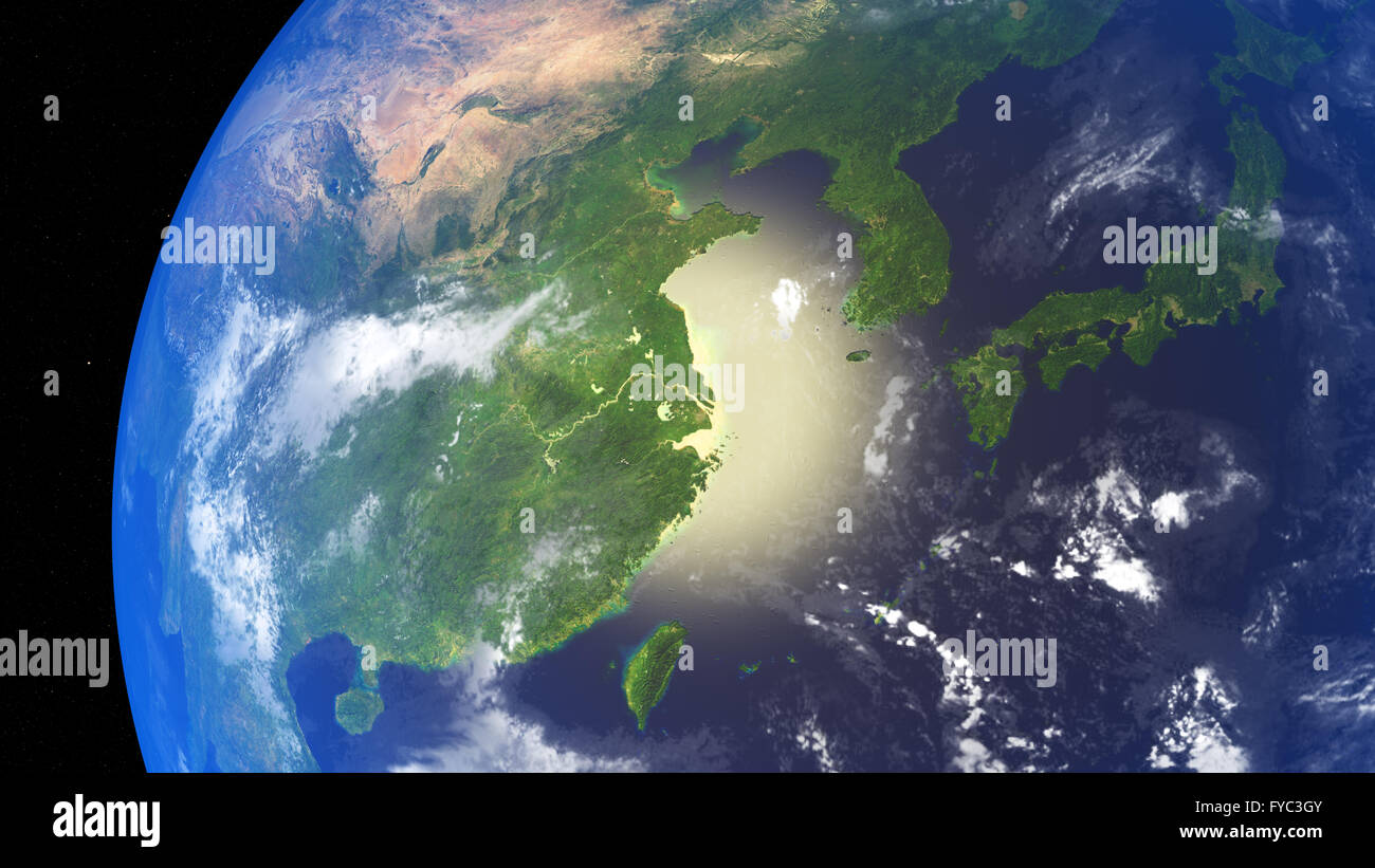 3D illustration of planet Earth with continents and blue ocean waters ...