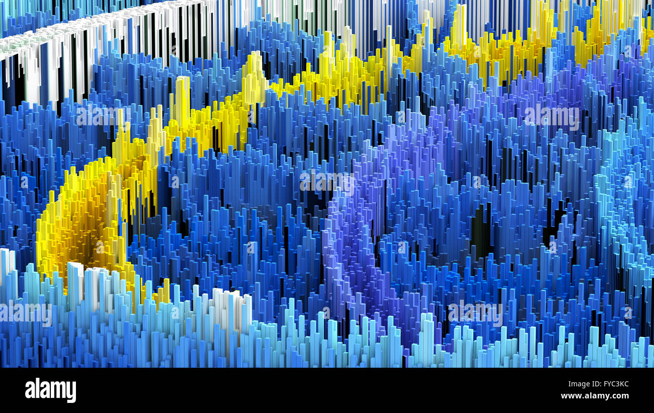 3D illustration of abstract macro render structure made of millions ...