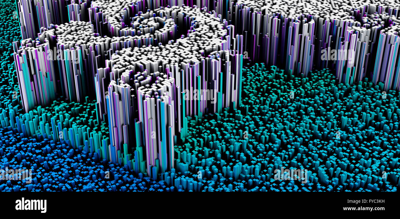 3D illustration of abstract macro render structure made of millions ...
