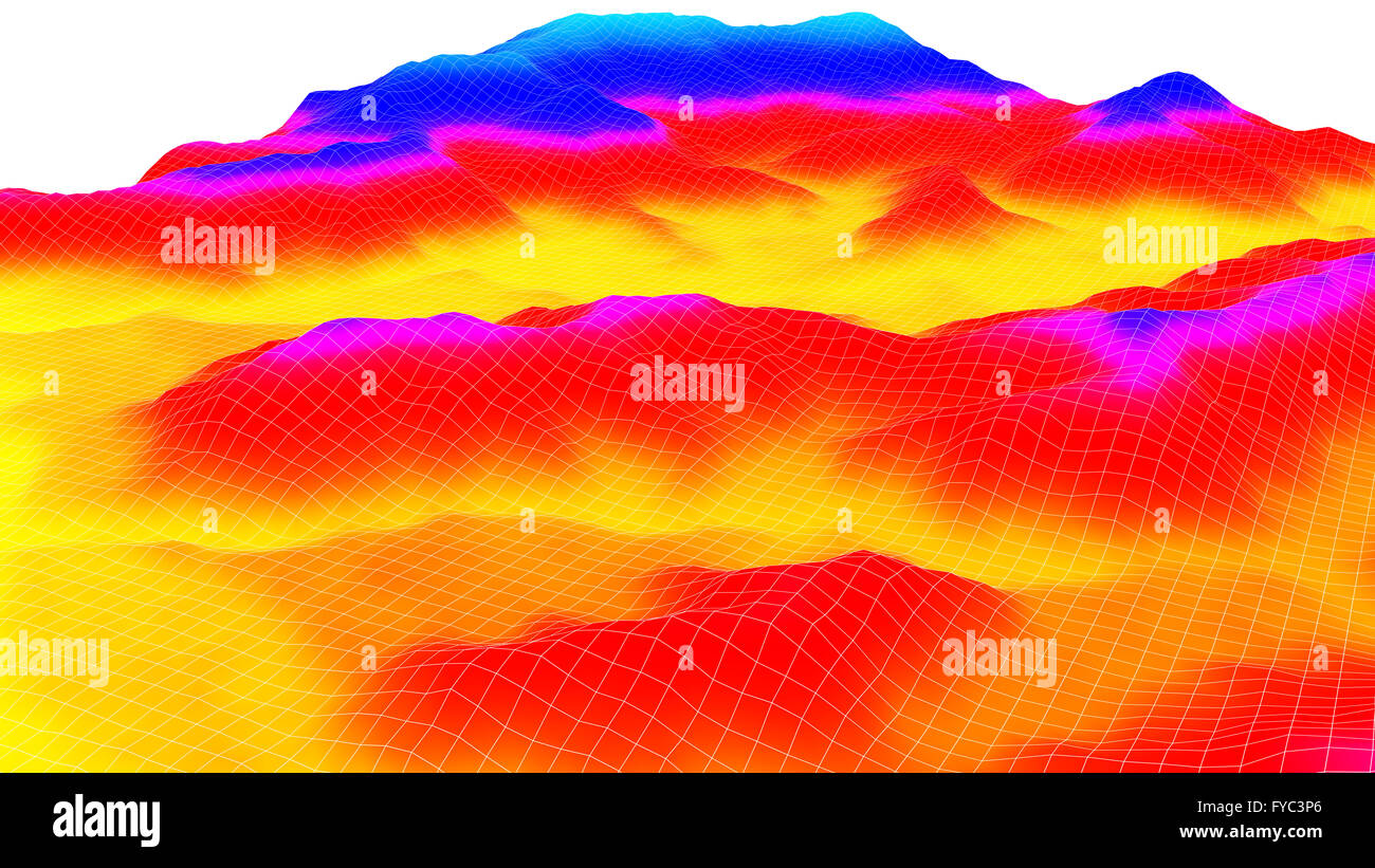 3D illustration of terrain surface structure looks like topography map ...