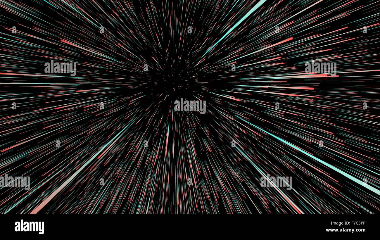 3D illustration of star trails at universe on black background Stock ...