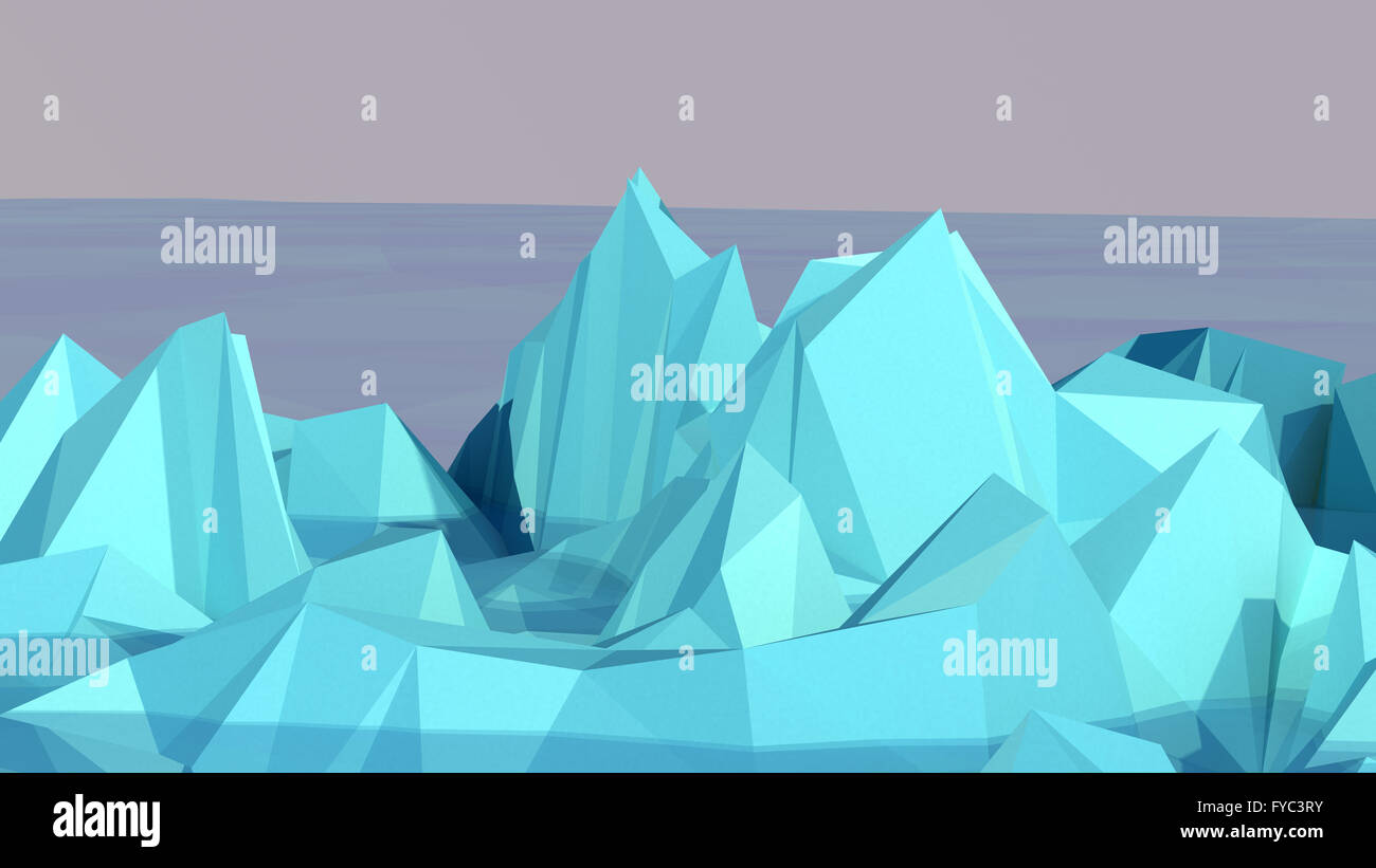 3D illustration of relief mathematic model on glance surface Stock ...