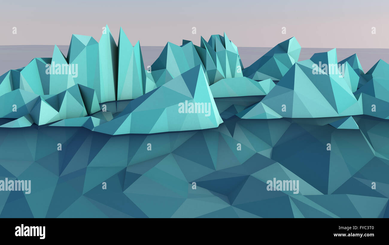 3D illustration of relief mathematic model on glance surface Stock ...