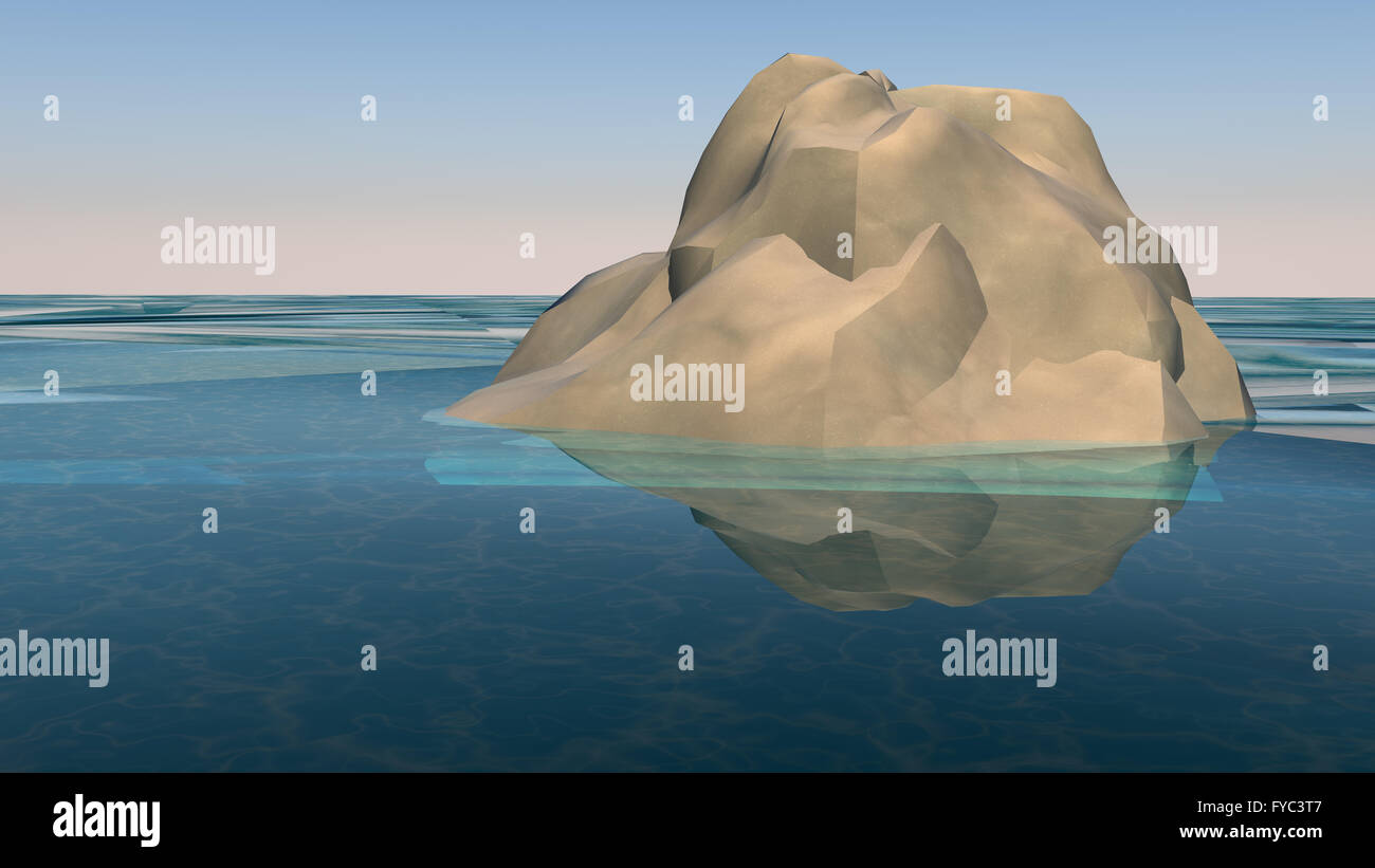 3D illustration of relief mathematic model on glance surface Stock ...
