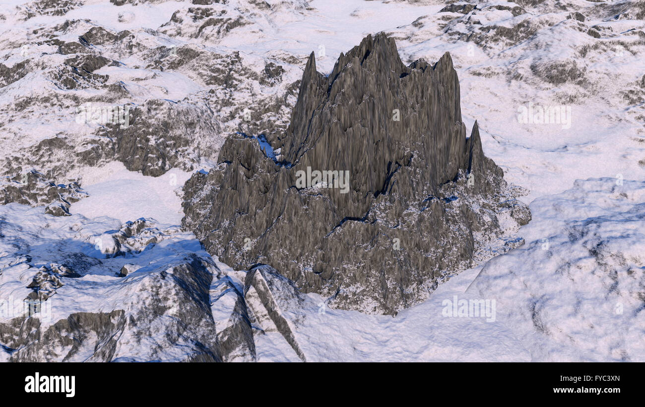 3D illustration of mountain surface with snow Stock Photo - Alamy