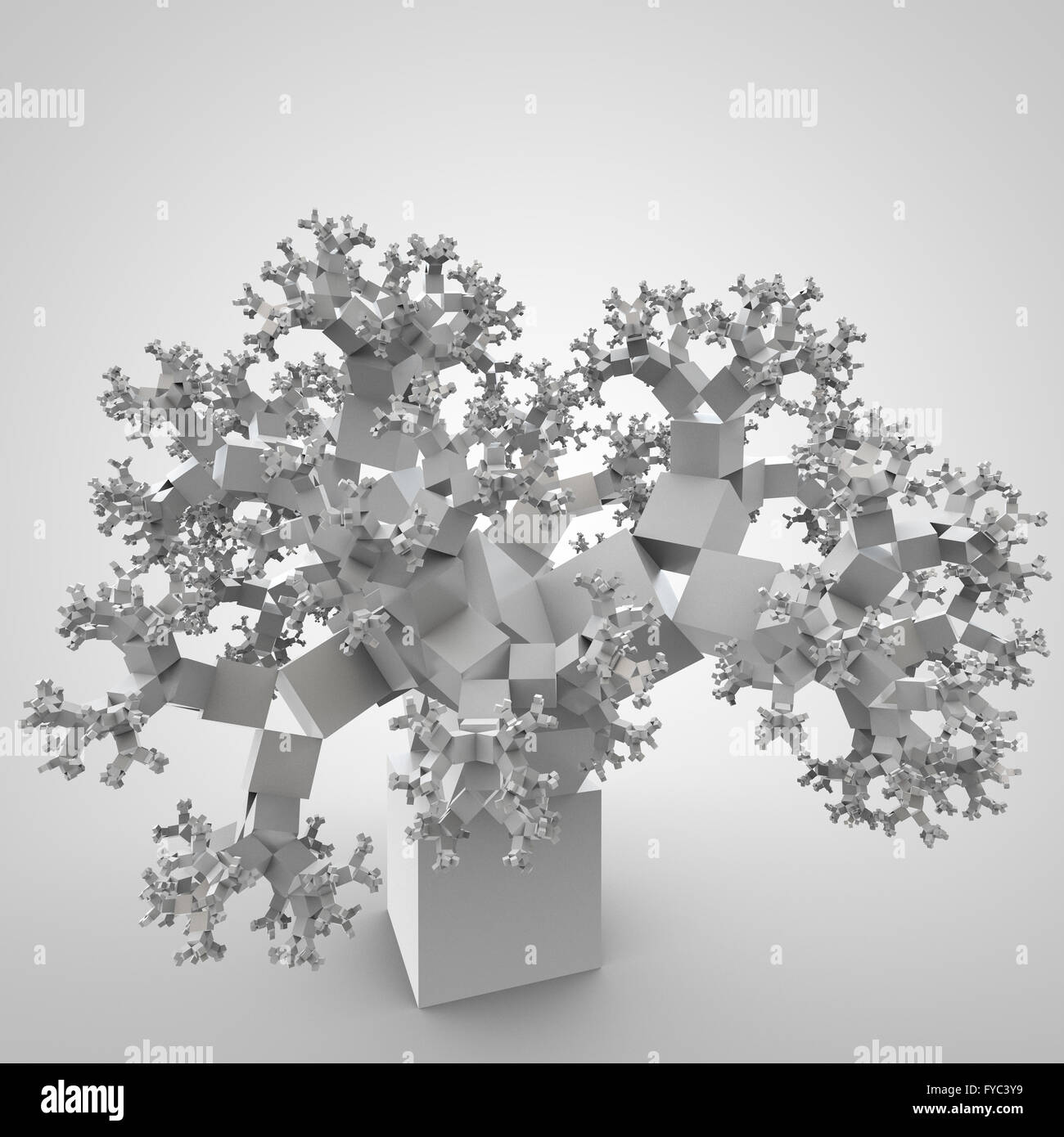 3D illustration of futuristic tree consists of cube boxes Stock Photo ...