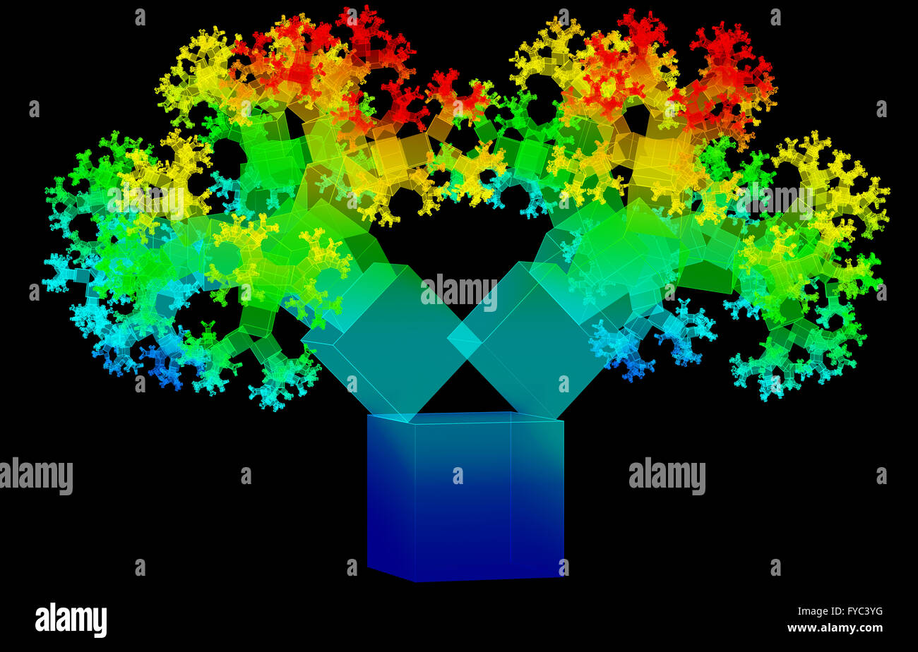 3D illustration of futuristic tree consists of cube boxes Stock Photo ...