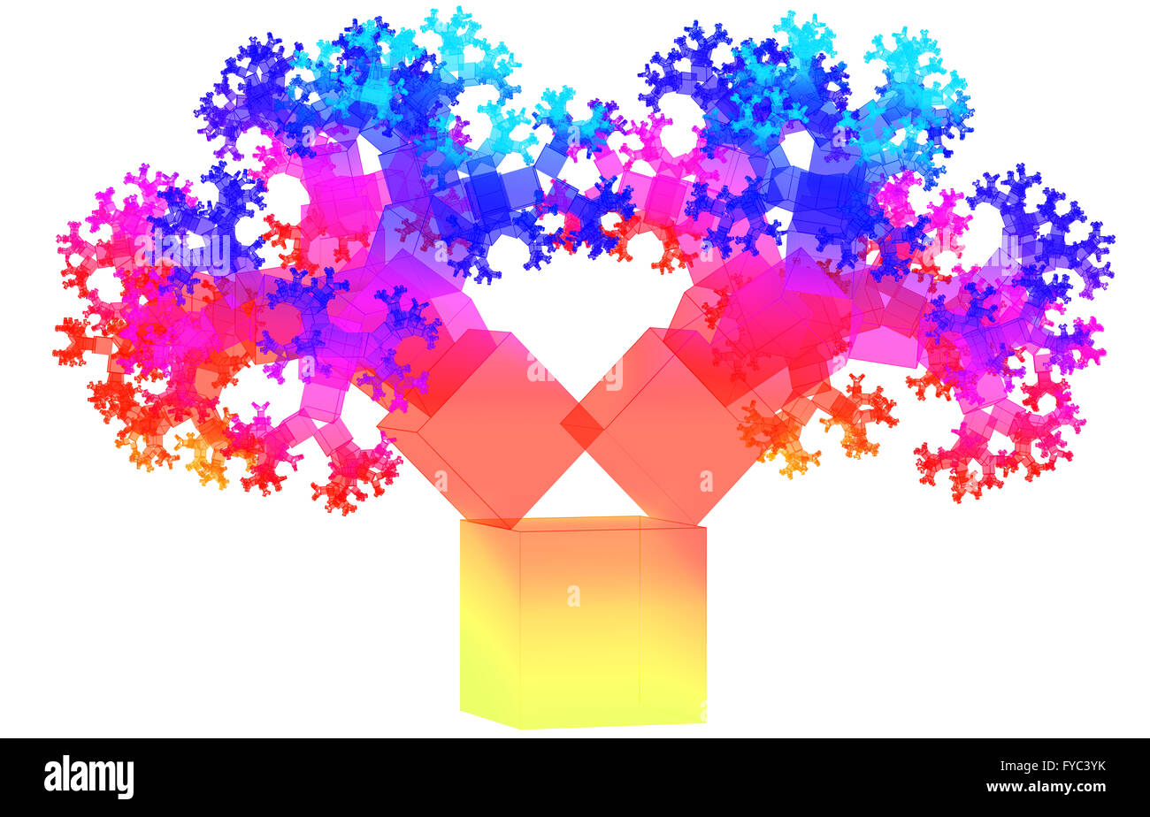 3D illustration of futuristic tree consists of cube boxes Stock Photo ...