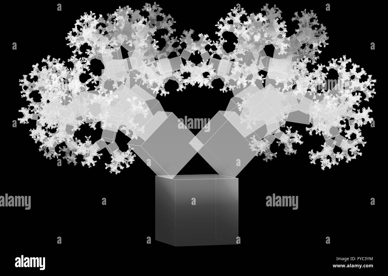 3D illustration of futuristic tree consists of cube boxes Stock Photo ...