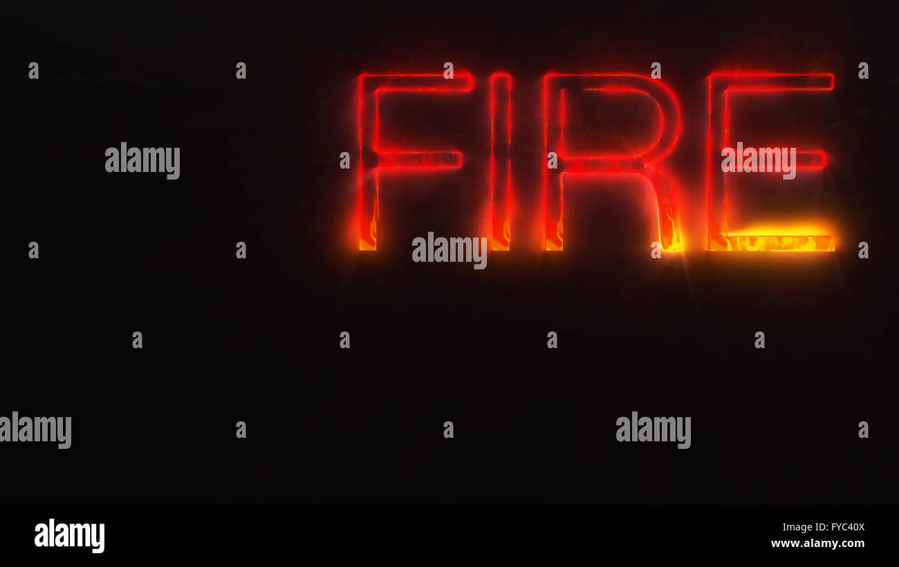 3D illustration of fire sign on black background Stock Photo - Alamy