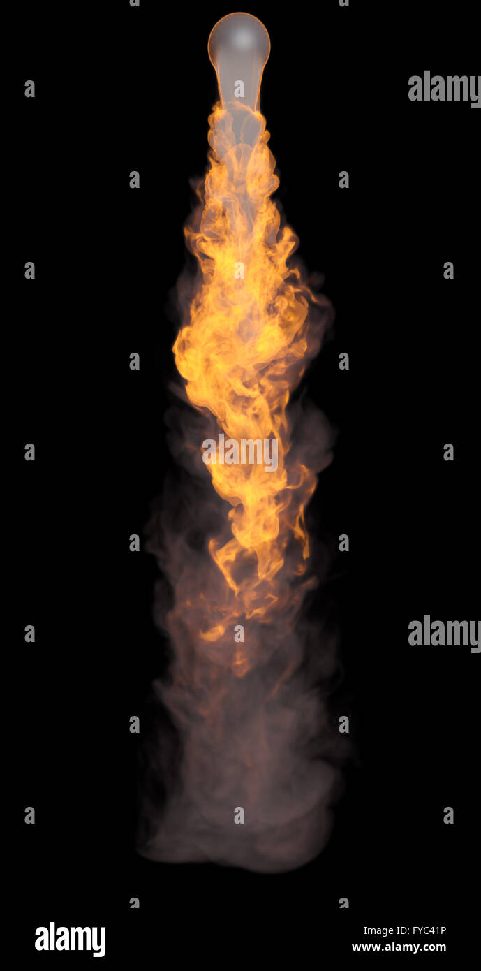 3D illustration of explosion fire cloud on black background Stock Photo ...