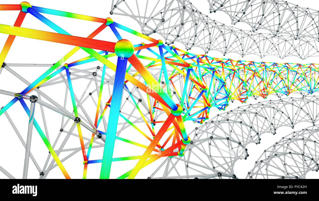 3D illustration of multi section engineering polygonal structure Stock ...