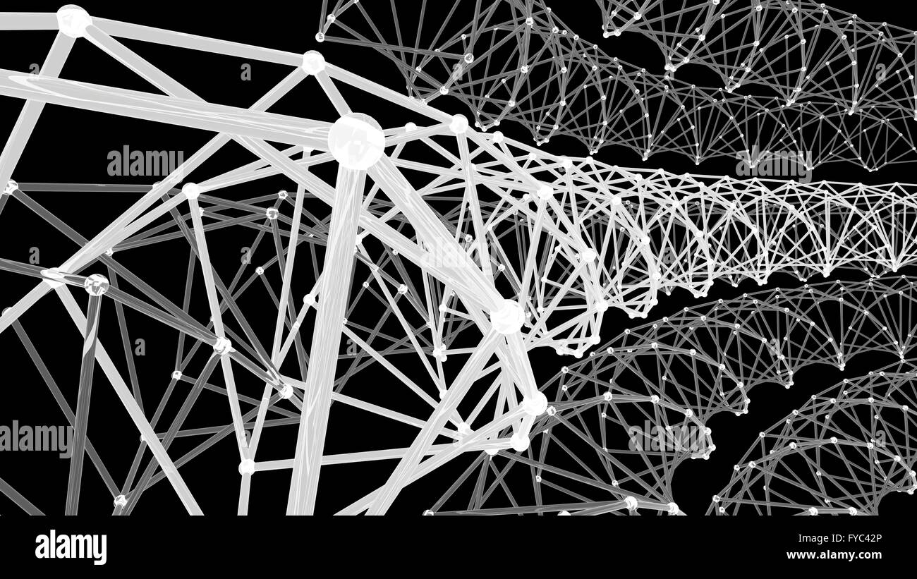 3D illustration of multi section engineering polygonal structure Stock ...