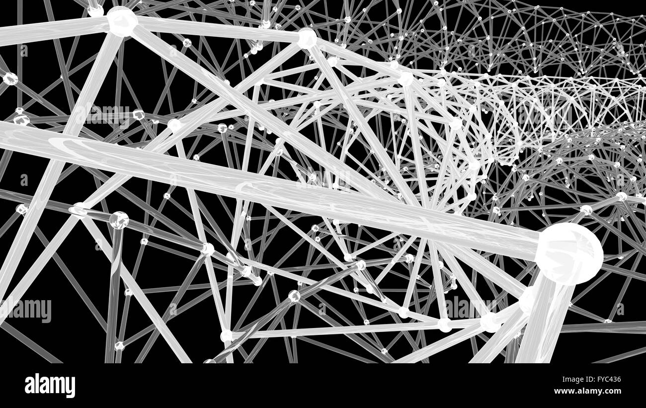 3D illustration of multi section engineering polygonal structure Stock ...