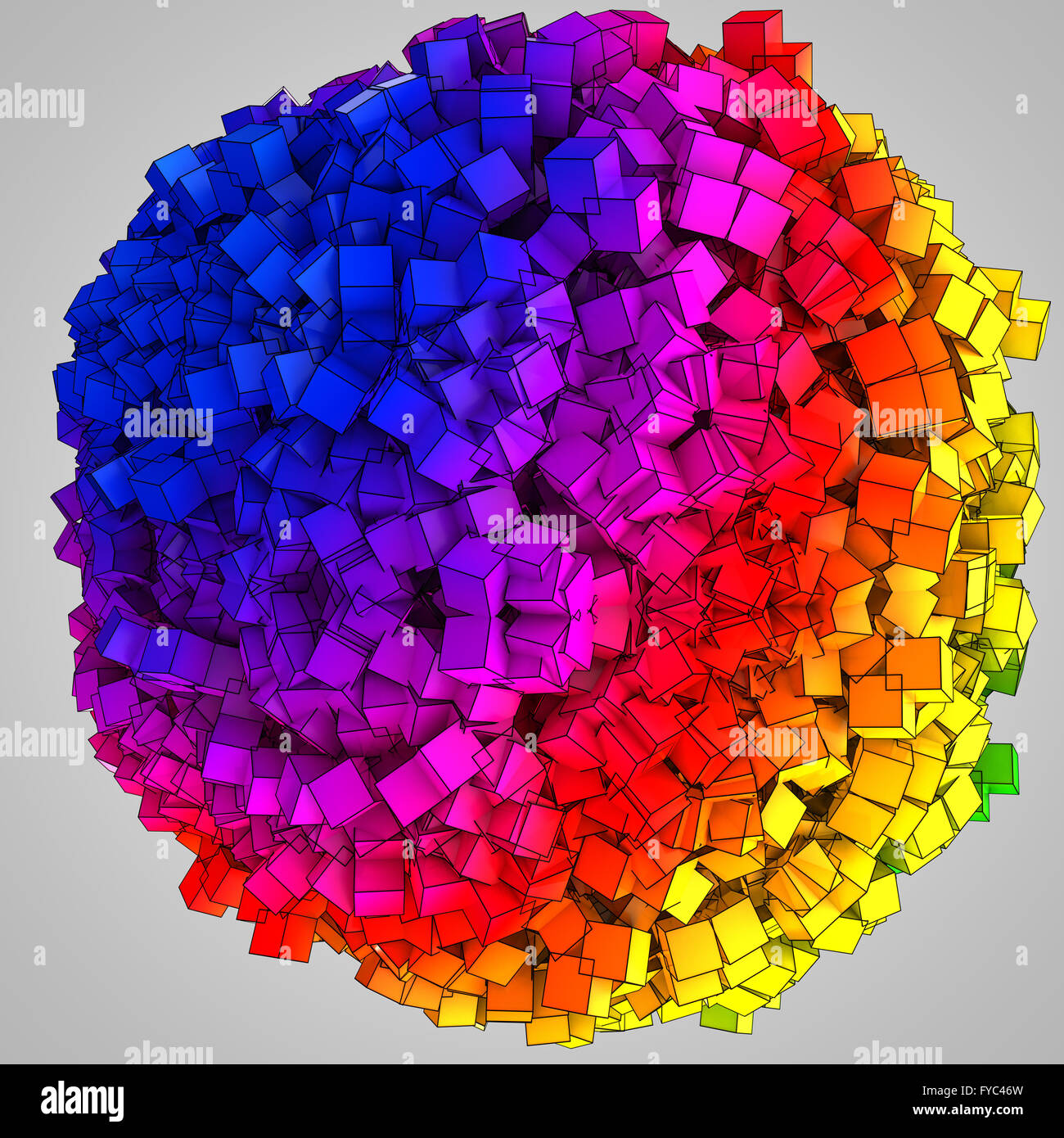 3D illustration of abstract cubes boxes sphere ball Stock Photo - Alamy
