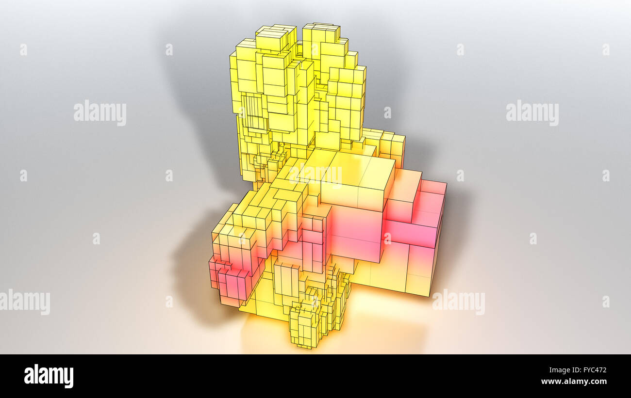 3D illustration of three-dimensional model consist of blocks Stock ...