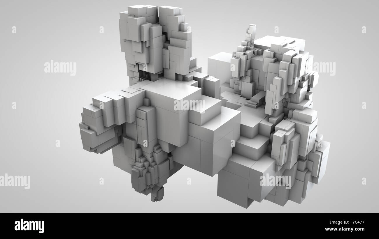 3D illustration of three-dimensional model consist of blocks Stock ...