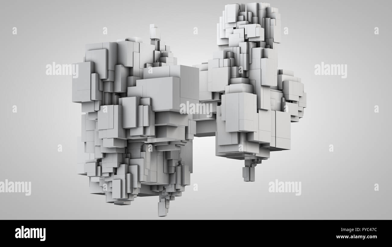 3D illustration of three-dimensional model consist of blocks Stock ...