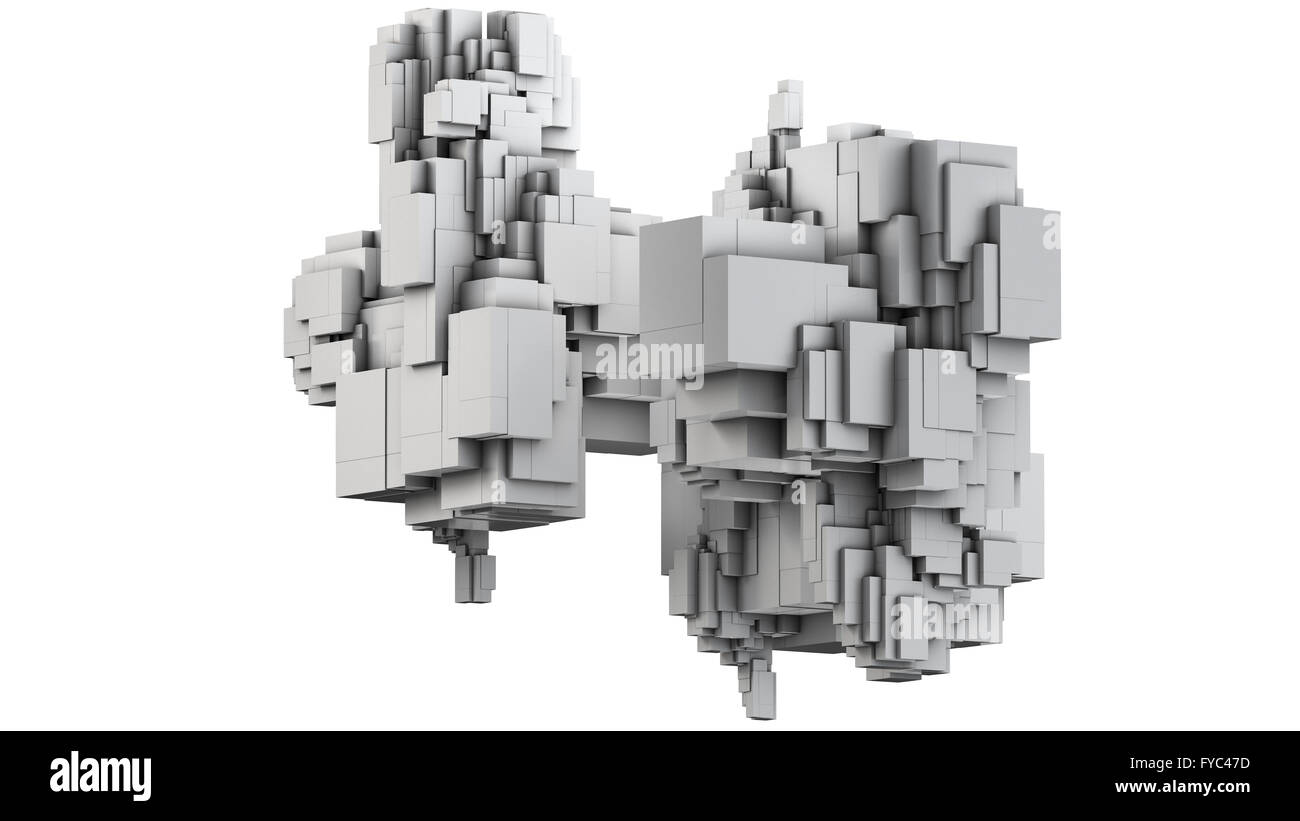 3D illustration of three-dimensional model consist of blocks Stock ...