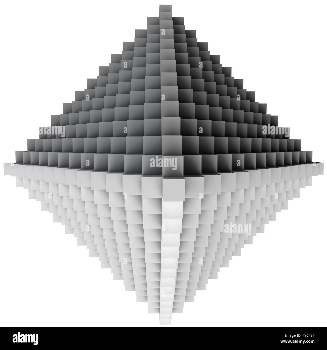 3D illustration of three-dimensional rhomb object consists of cubes ...