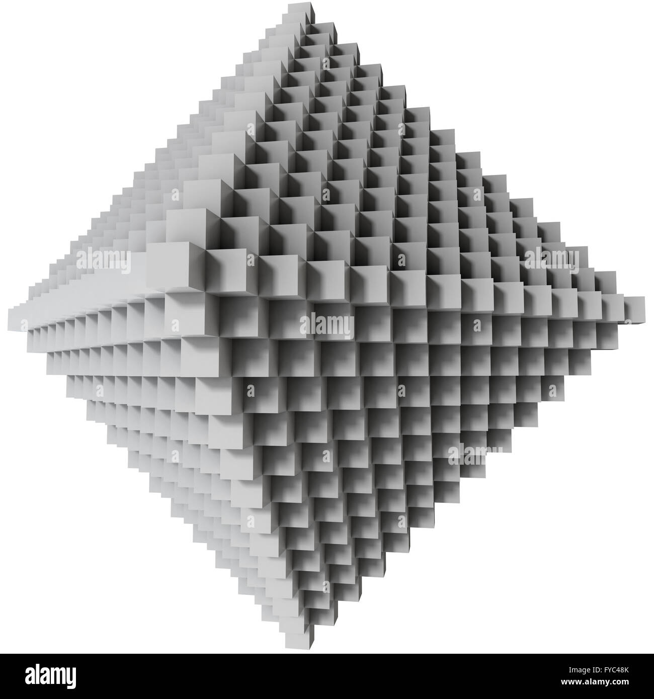 3D illustration of three-dimensional rhomb object consists of cubes ...