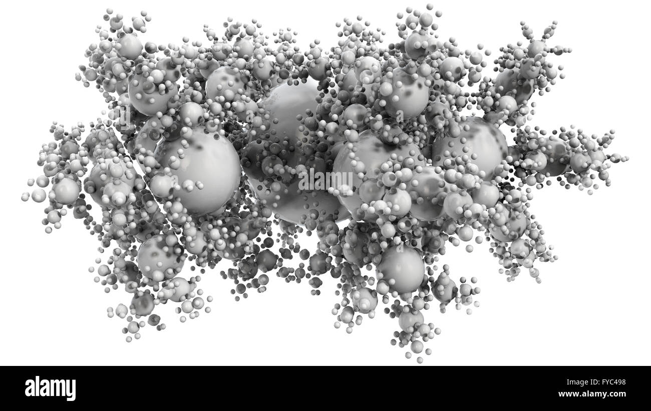 3D illustration of microbiology molecule object with numerous bubbles ...