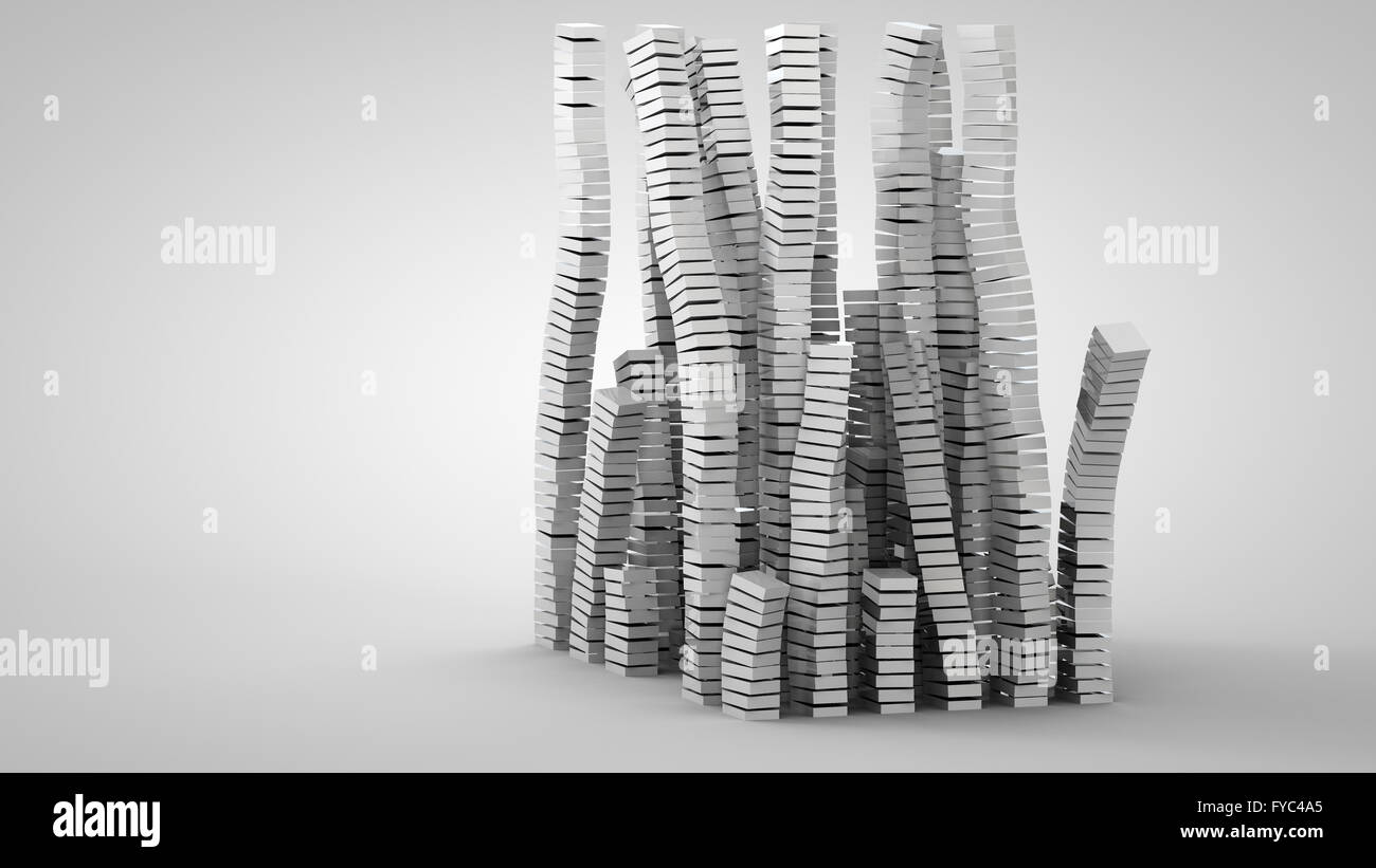 3D illustration of abstract columns made of boxes Stock Photo - Alamy