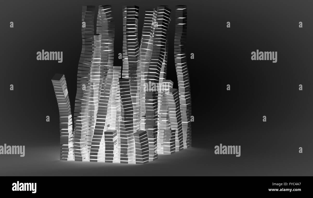 3D illustration of abstract columns made of boxes Stock Photo - Alamy