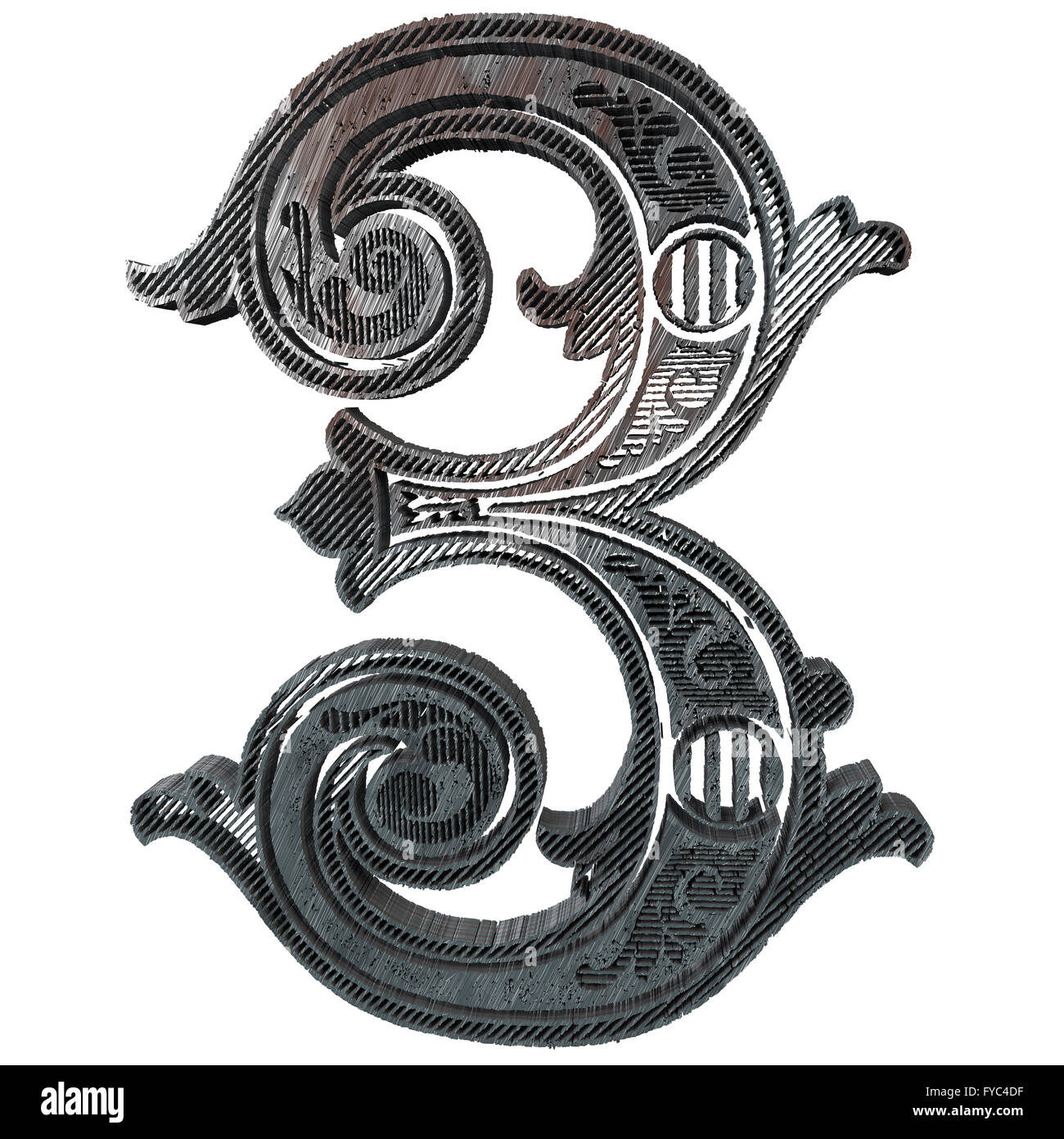 3D illustration of number 3 font object isolated Stock Photo - Alamy