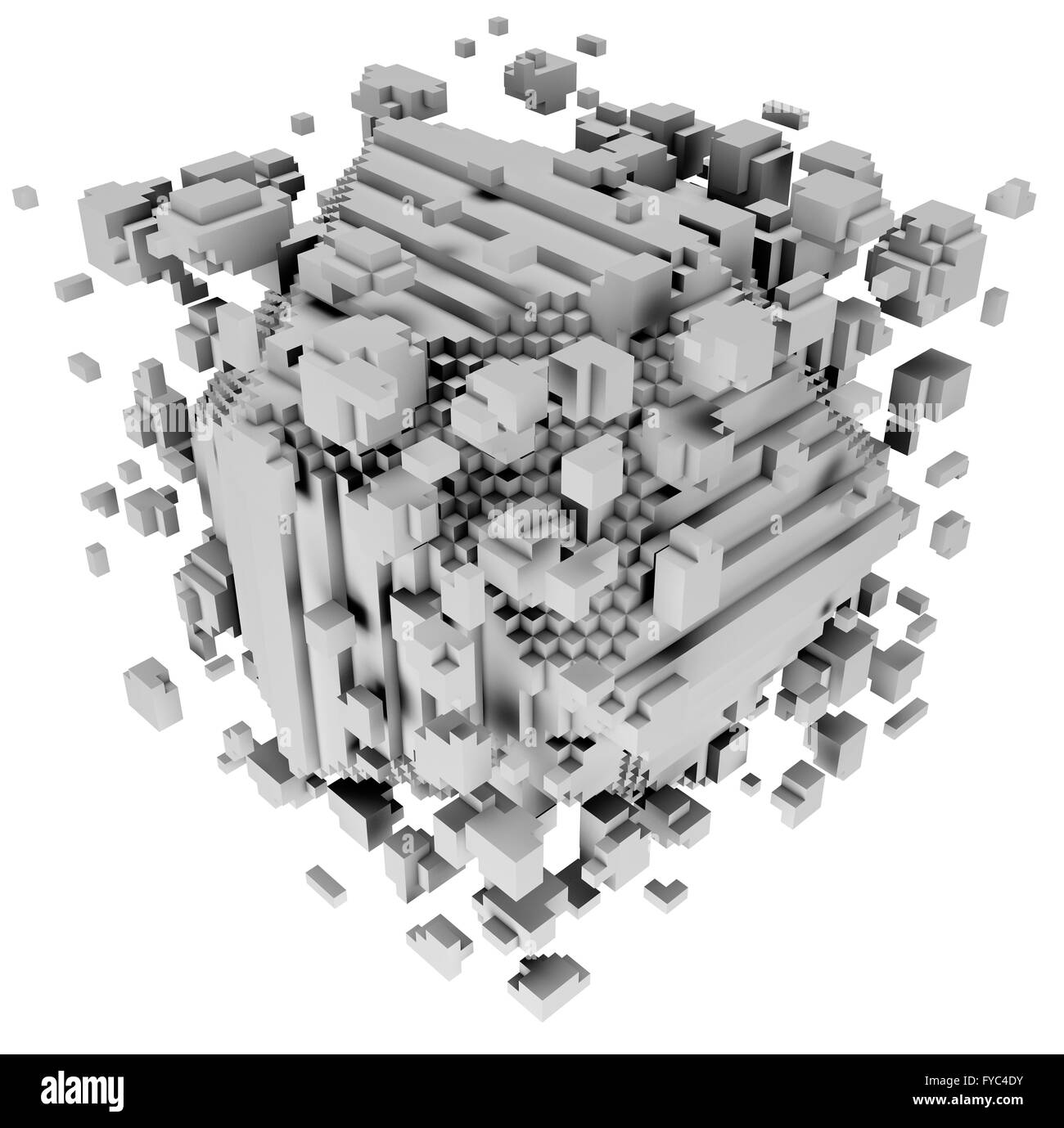 3D illustration of three-dimensional model consist of blocks Stock ...