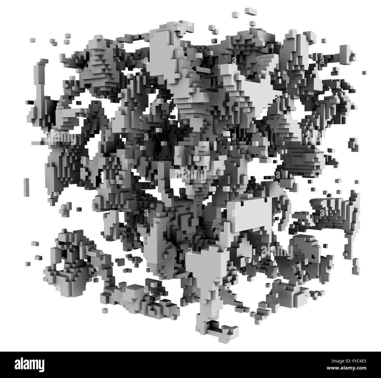 3D illustration of three-dimensional model consist of blocks Stock ...