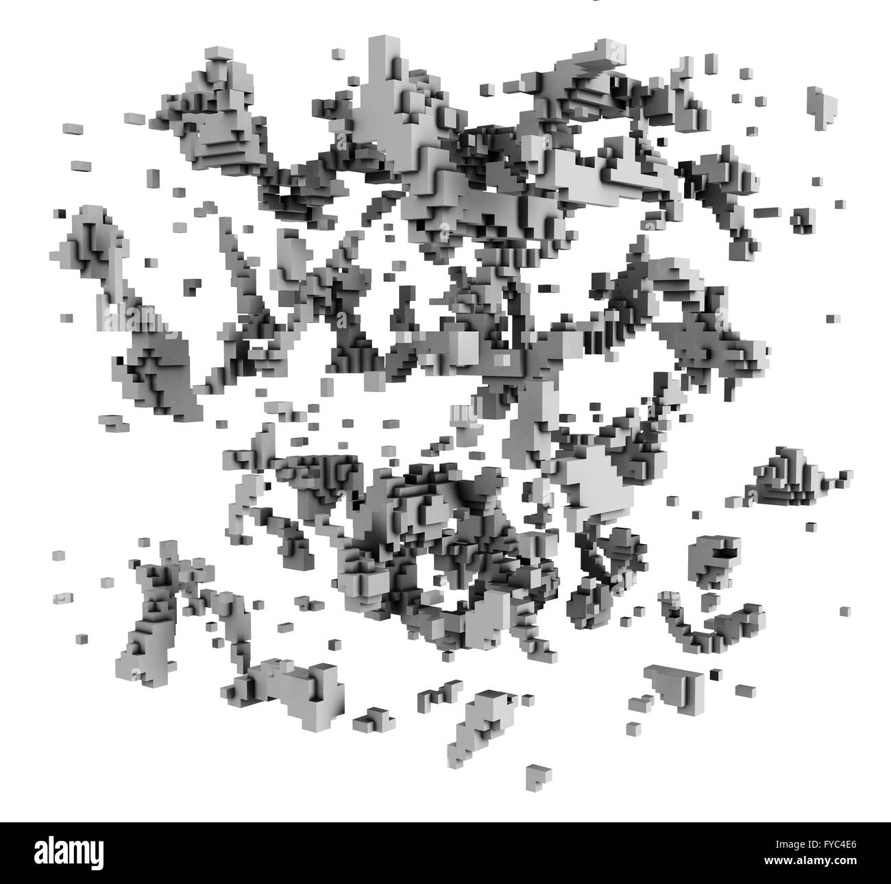 3D illustration of three-dimensional model consist of blocks Stock ...